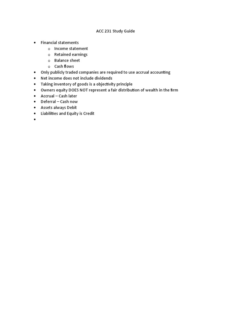 ACC 231 Study Guide | PDF