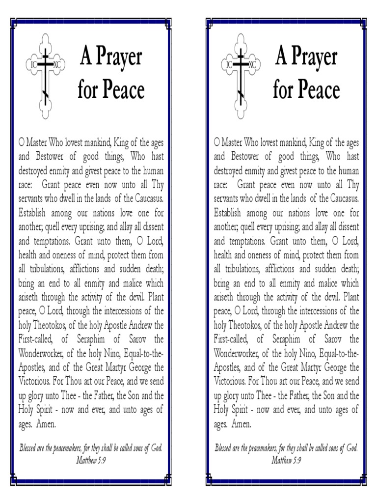 Prayer For Peace | PDF | Thou | Christian Worship And Liturgy