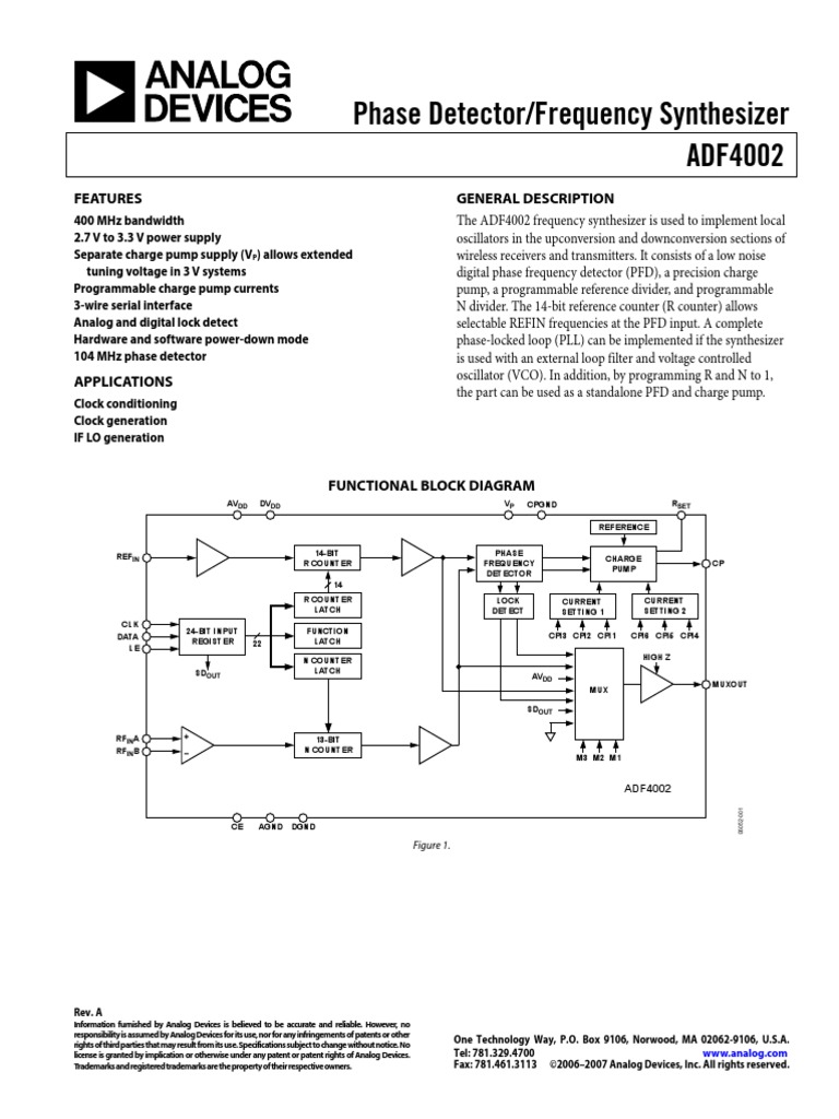 ADF4002 | PDF | Detector (Radio) | Electronic Design