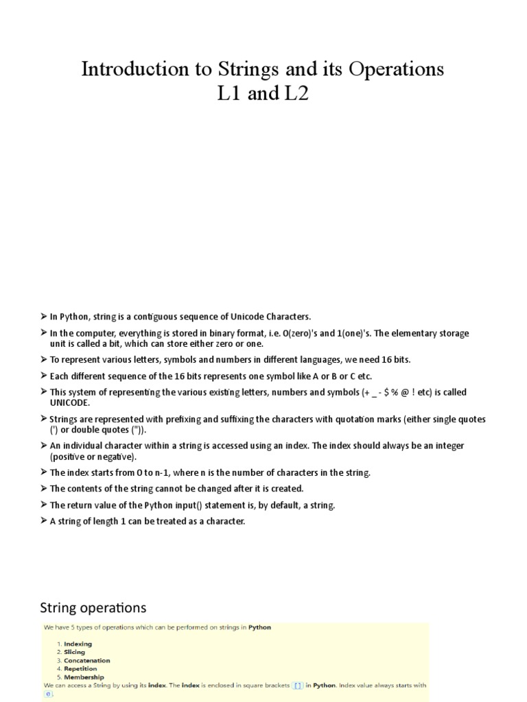 Introduction To Strings and Its Operations | PDF | String (Computer ... Introduction To Strings and Its Operations | PDF | String (Computer ...