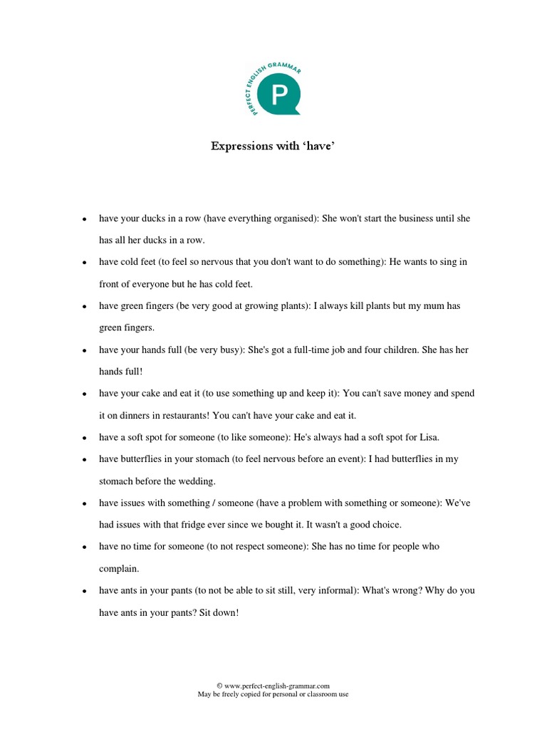 Expressions With Have | PDF