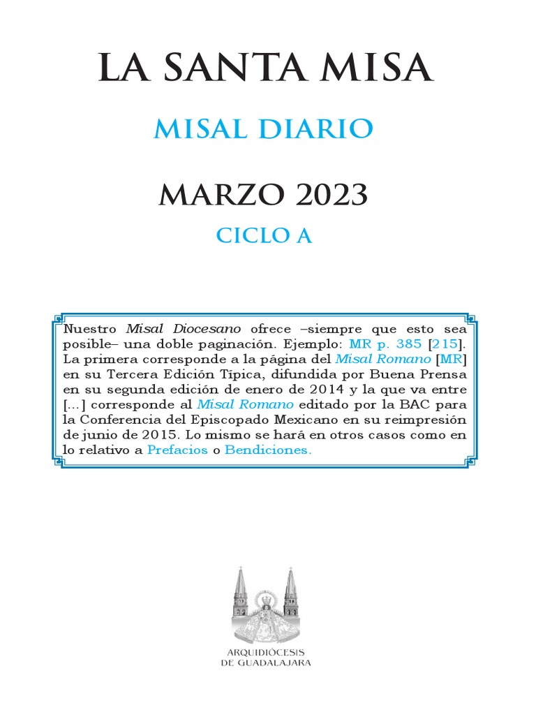 Misal MARZO 2023 - Arquidiócesis de Guadalajara - 132 Págs | PDF ...