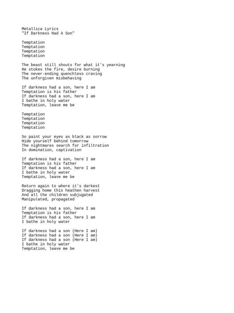 Metallica Lyrics
