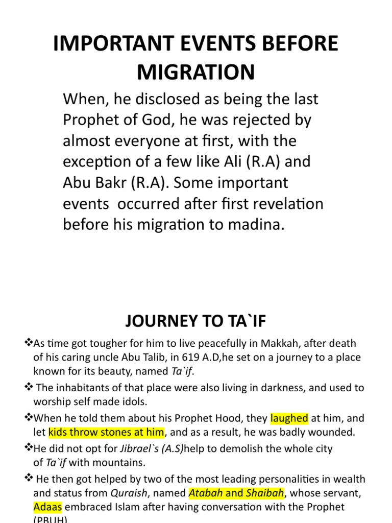 19th Lec, Impotant Events Before Migration | PDF | Muhammad | Medina
