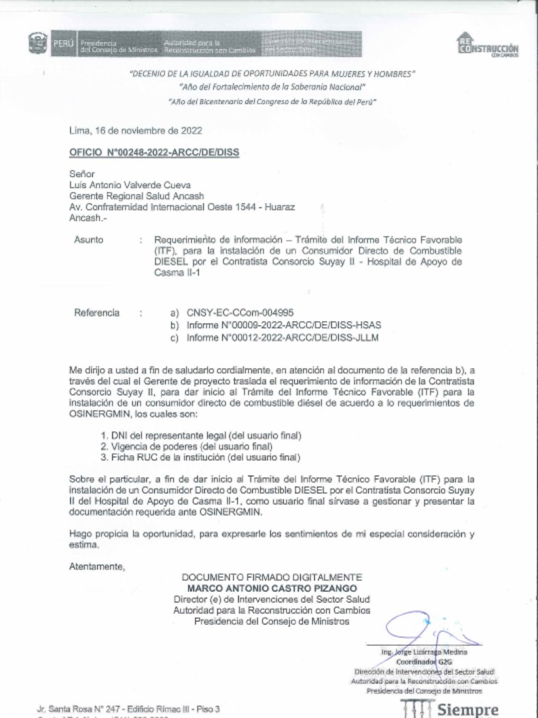 OFICIO N°248-2022-ARCCDEDISS (2) | PDF