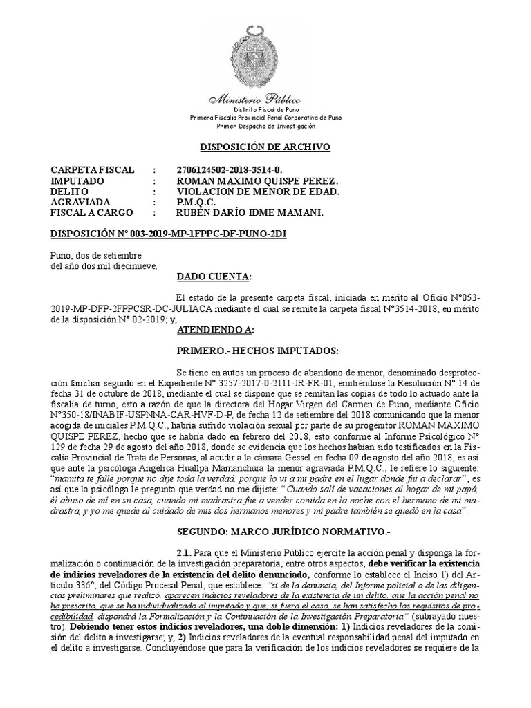 ARCHIVO CASO 2018-3514 VIOLACION SEXUAL | PDF | Derecho penal | Violación