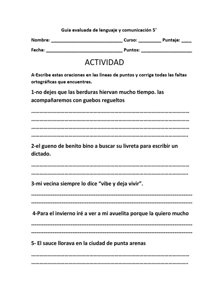 Guía Lenguaje 5 | PDF