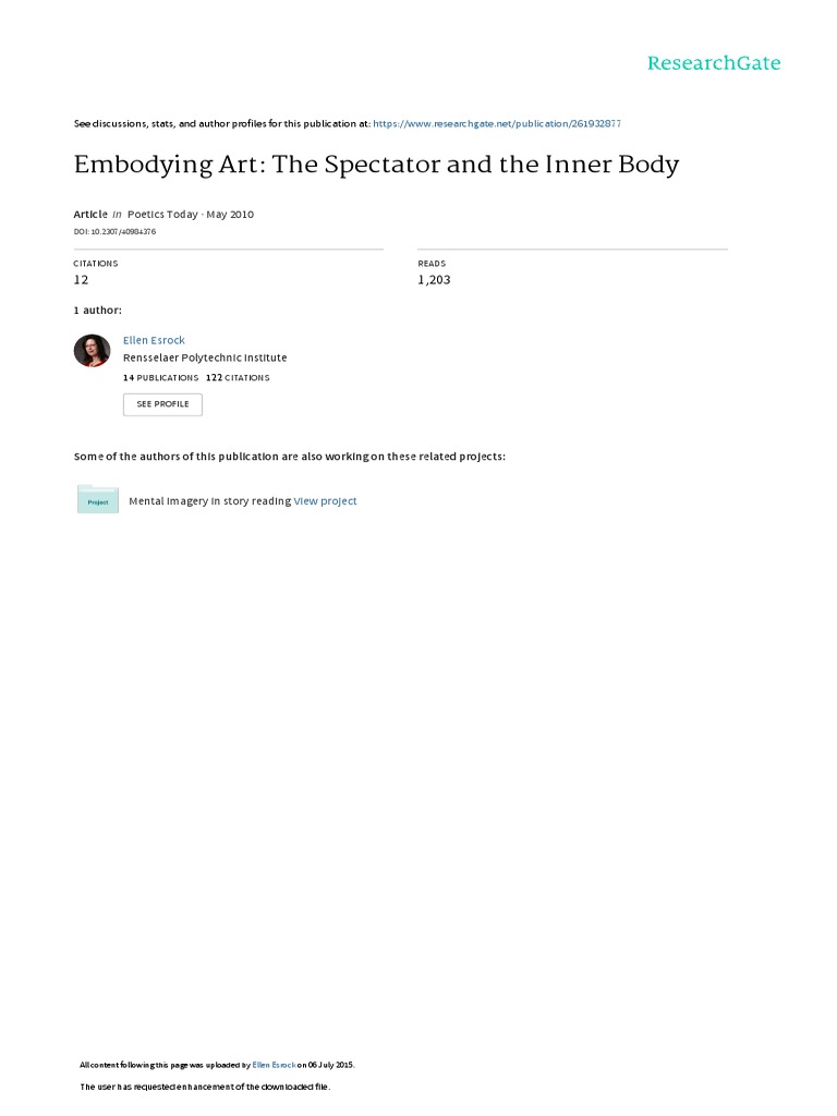 Embodying Art The Spectator and The Inner Body | PDF | Embodied ...