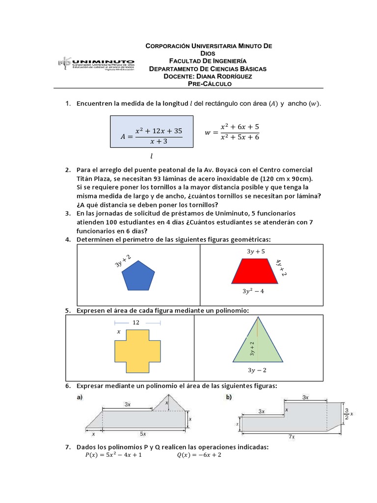 Taller 2 Precalculo | PDF | Tornillo