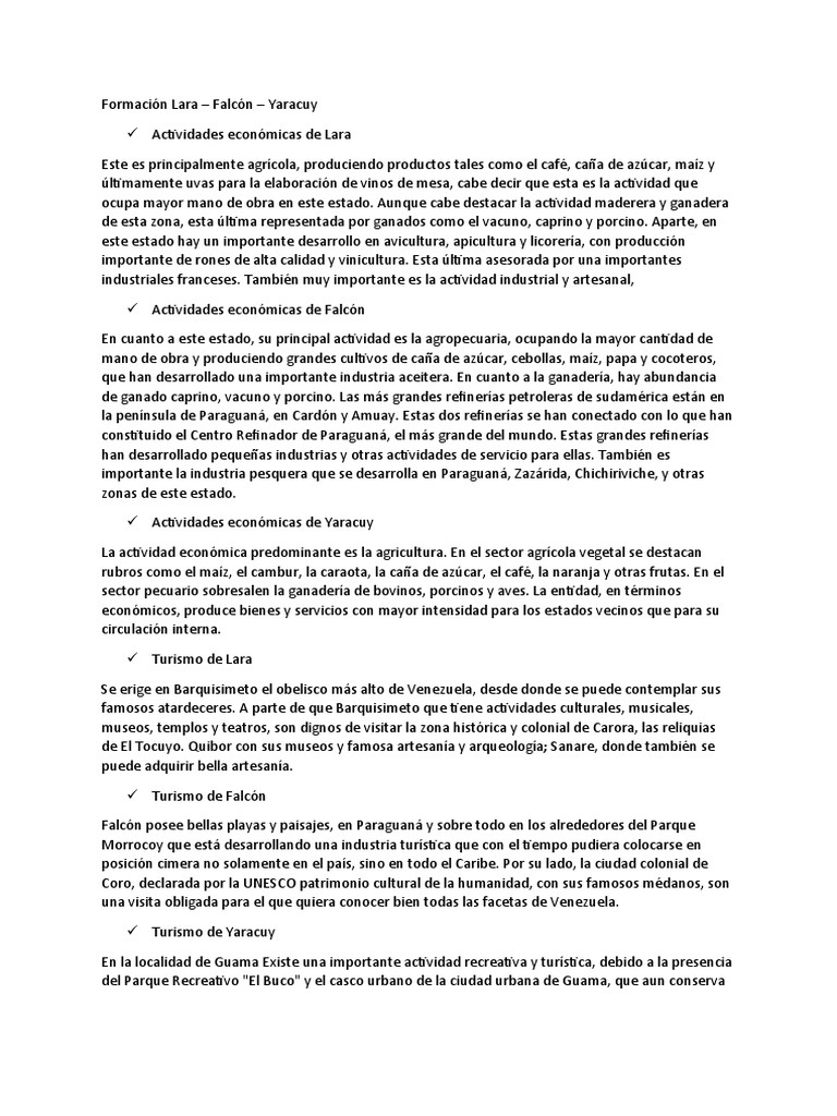 Formación Lara Falcon Yaracuy | PDF | Agricultura