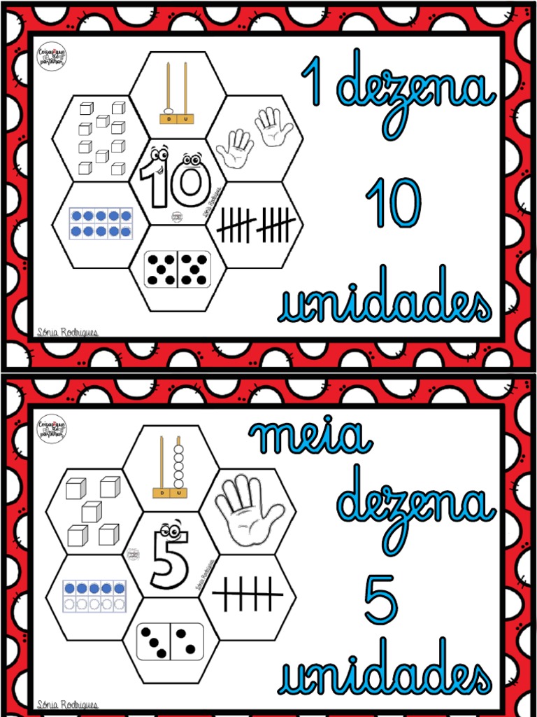 Cartazes Matemática dezena meia dezena - Sónia Rodrigues - | PDF