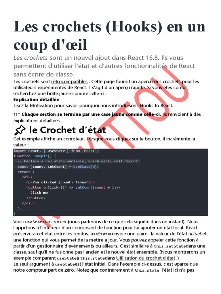 Introduction aux Hooks React | PDF | Informatique | Logiciel