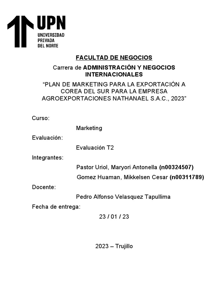 Plan de Marketing | PDF | Marketing | Calidad (comercial)