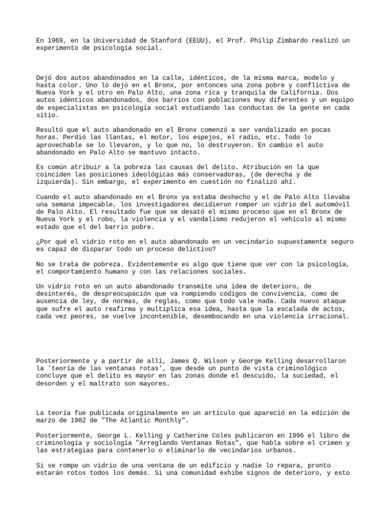Teoria de Las Ventanas Rotas | PDF | Vandalismo | Crímenes