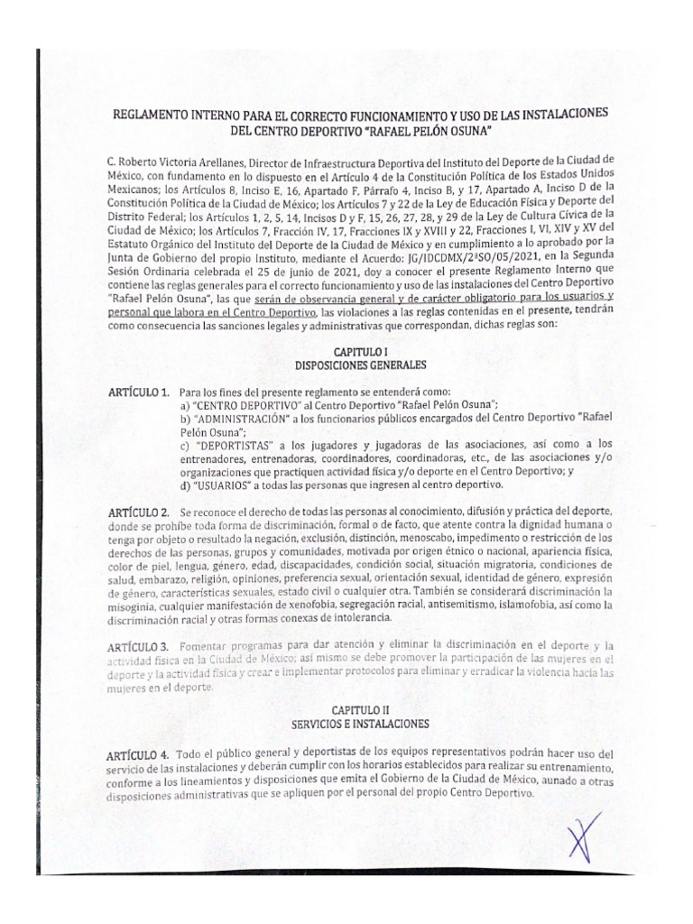 Reglamento Interno para El Correcto Funcionamiento y Uso de Las ...