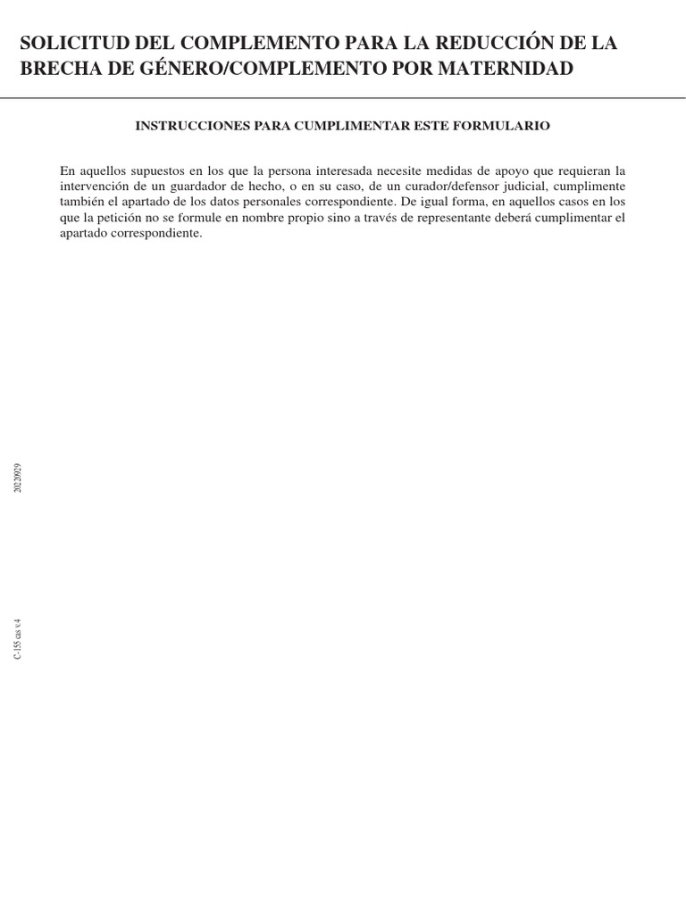 Solicitud Complemento C-155 Seguridad Social | PDF | Privacidad de la ...