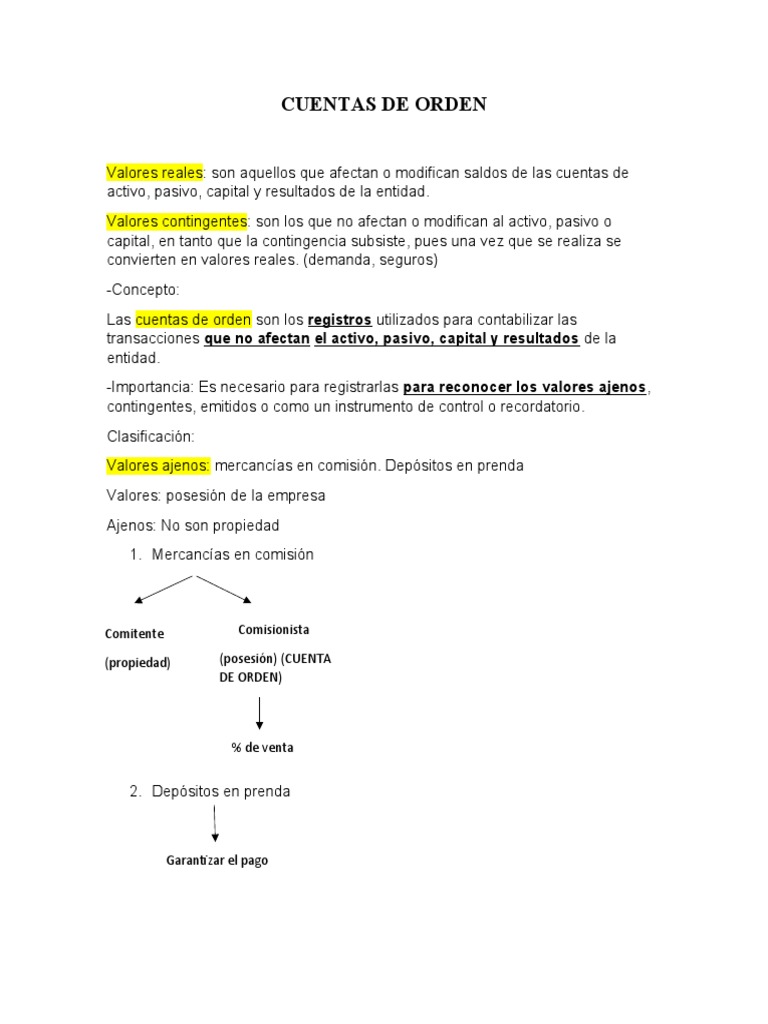 Cuentas de Orden | PDF | Contabilidad | Bancos
