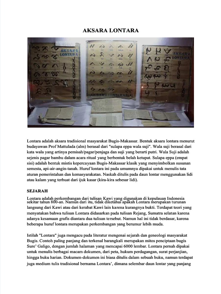 Sejarah dan Penggunaan Aksara Lontara | PDF | Sejarah