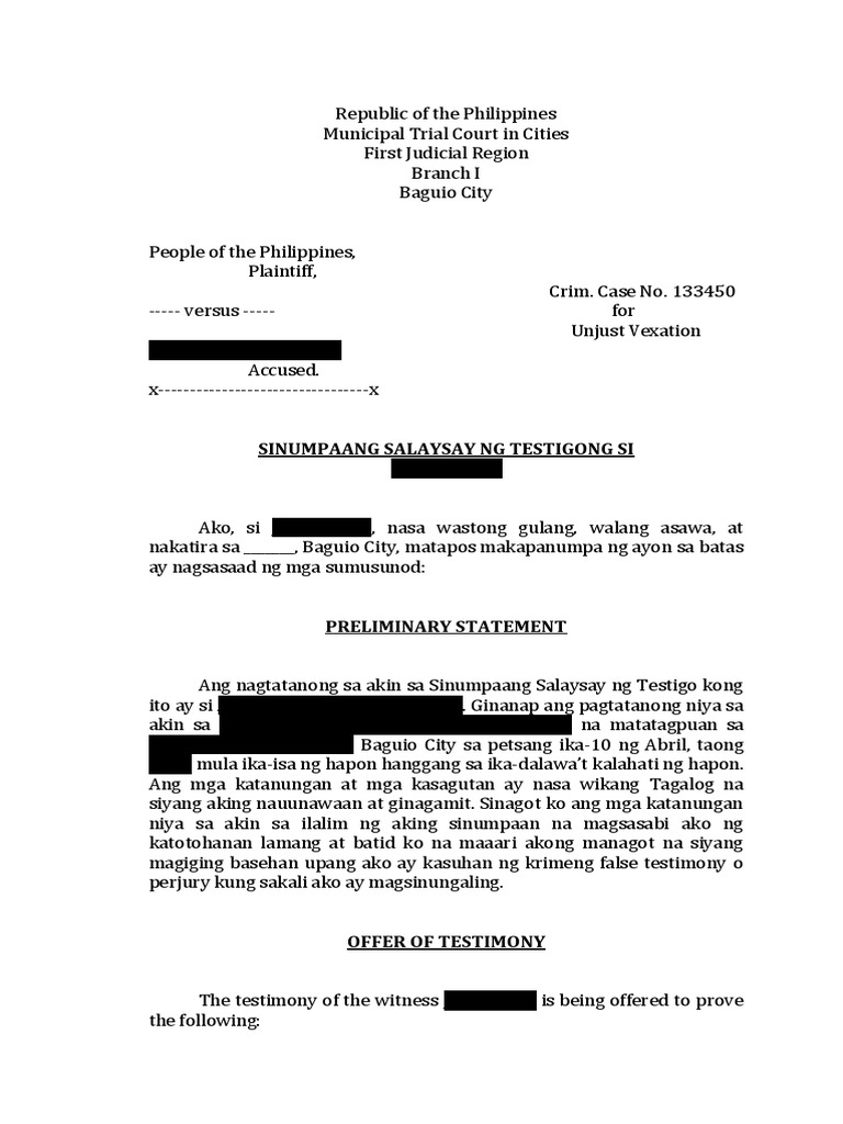 Sinumpaang Salaysay | PDF
