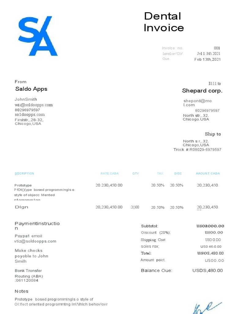 Dental Invoice 1 | PDF | Invoice | Business Documents