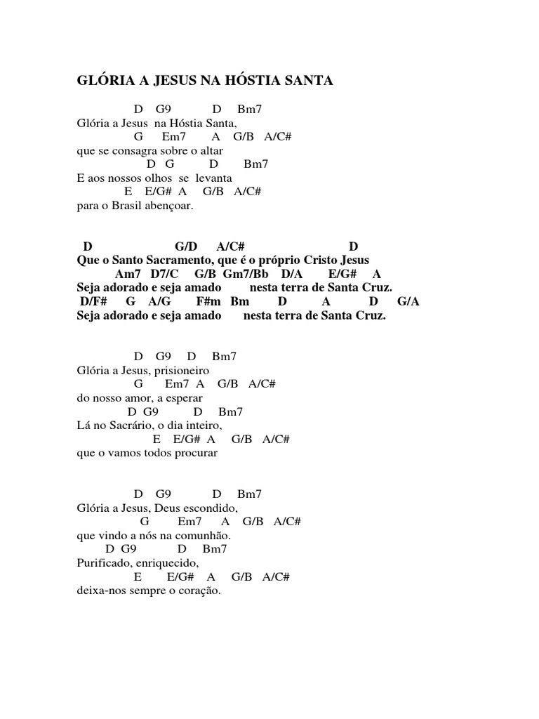 Glória A Jesus Na Hóstia Santa | PDF