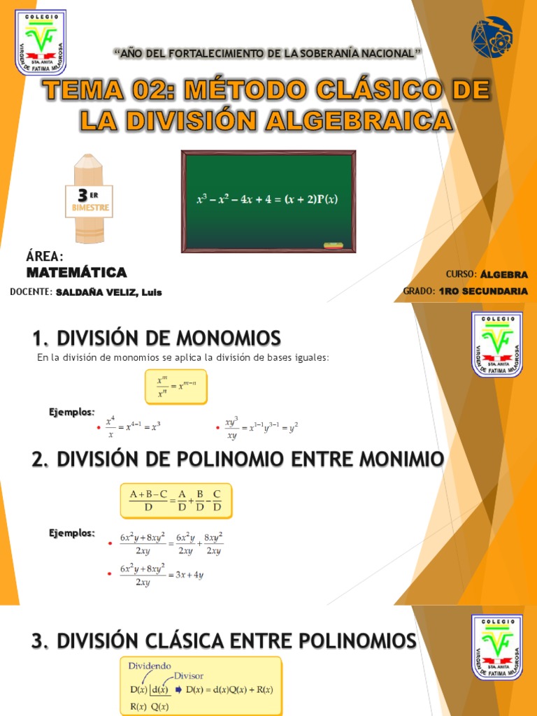 Tema02 - Método Clásico de La División Algebraica - 1ro Secundaria | PDF