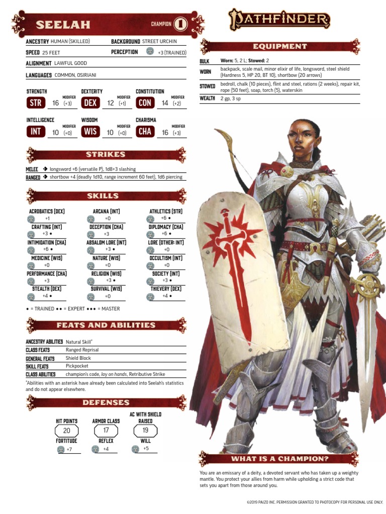 About Seelah (Level 1 Garundi Human Champion of Iomedae) (2019) | PDF