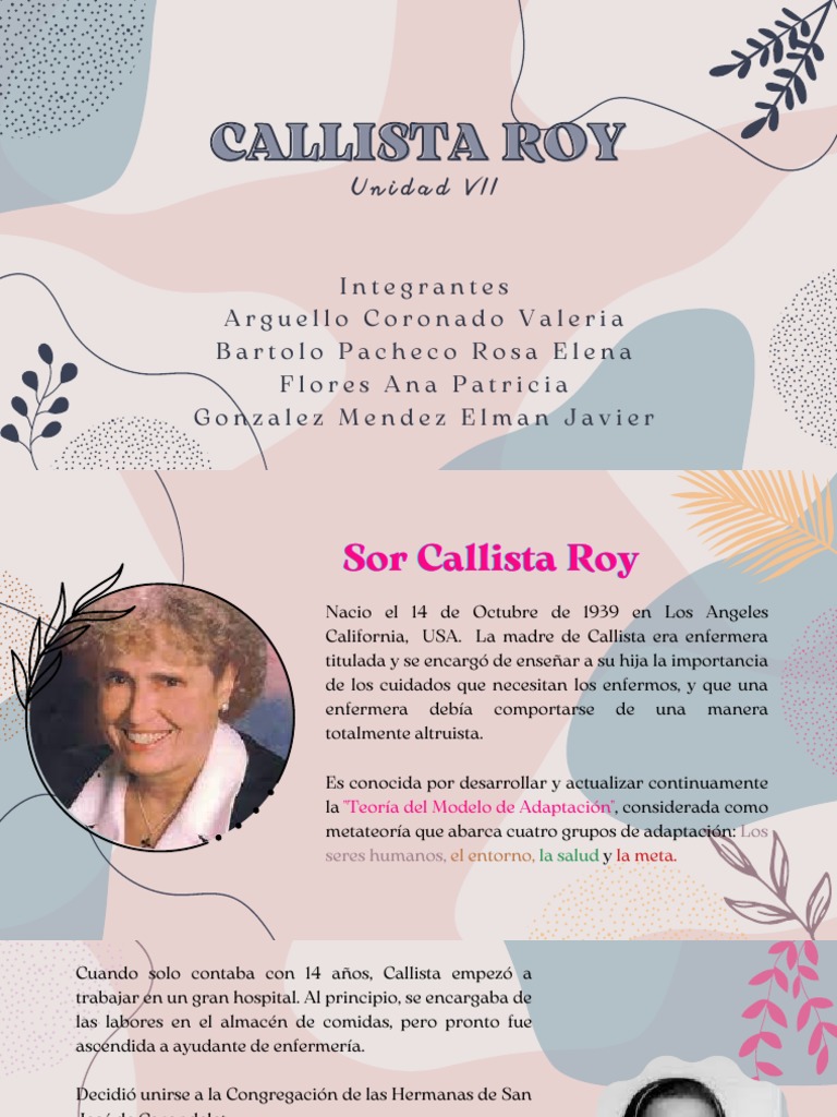 Sor Callista Roy | PDF | Enfermería | Adaptación