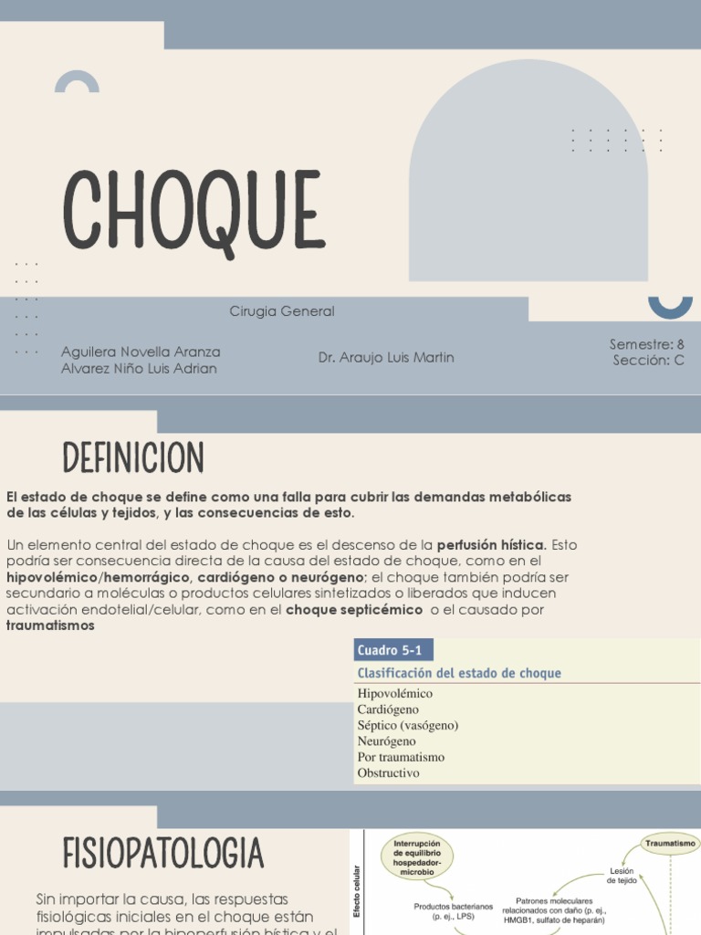 Fisiopatología del choque: Respuestas neuroendocrinas, hemodinámicas y ...
