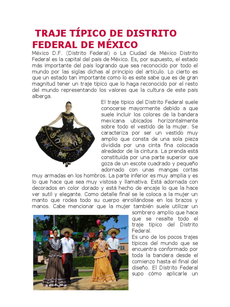 Traje Típico de Distrito Federal de México | PDF | México | Ciudad de ...