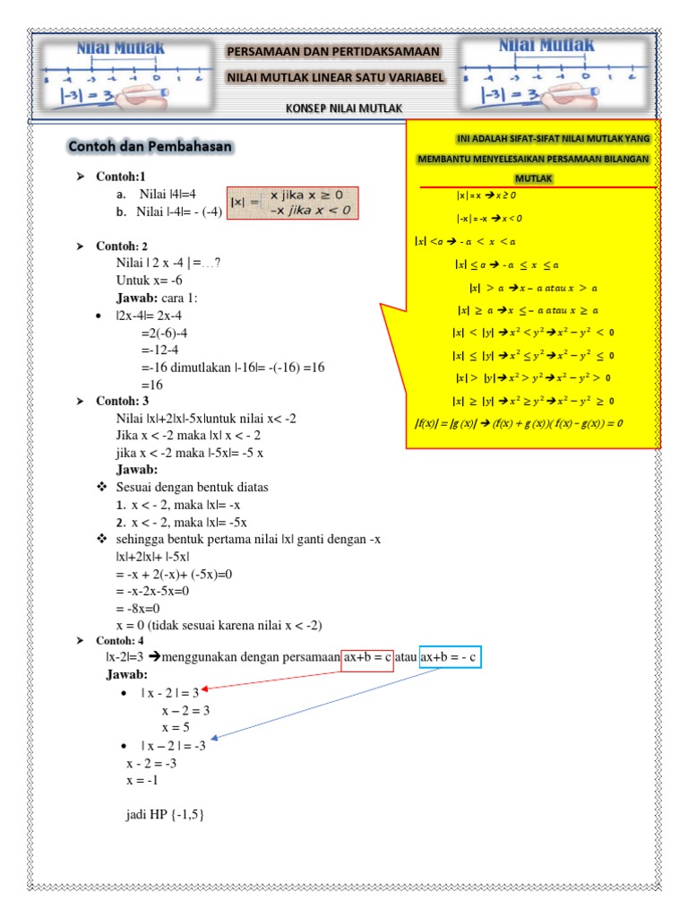 Konsep dan Contoh Nilai Mutlak | PDF