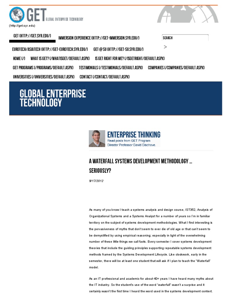 02 - Dischave - A Waterfall Systems Development Methodology | PDF | Software Development Process ...