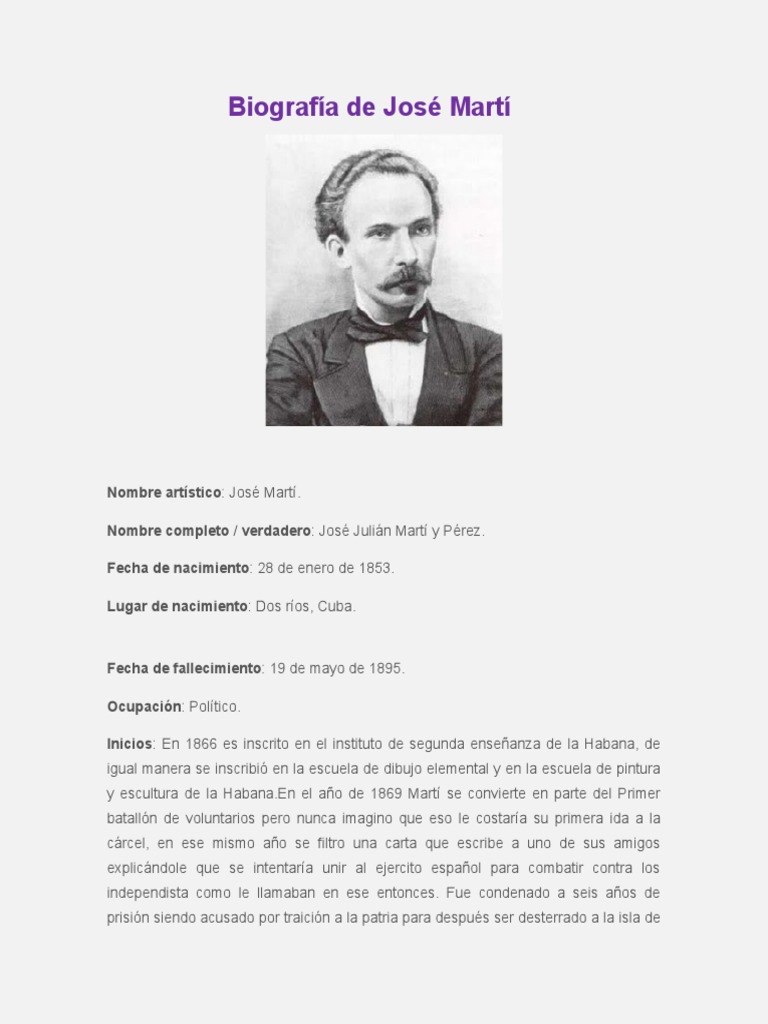 Biografía de José Martí | PDF | Historia