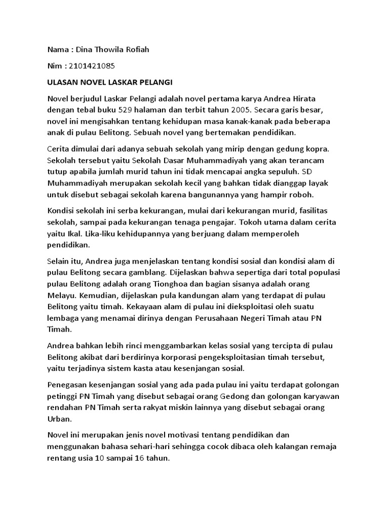 Dina Thowila Rofiah - Tugas Ulasan Novel | PDF
