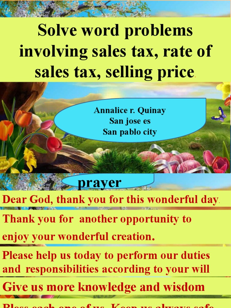 Solve Sales Tax Word Problems | PDF | Prices | Taxes