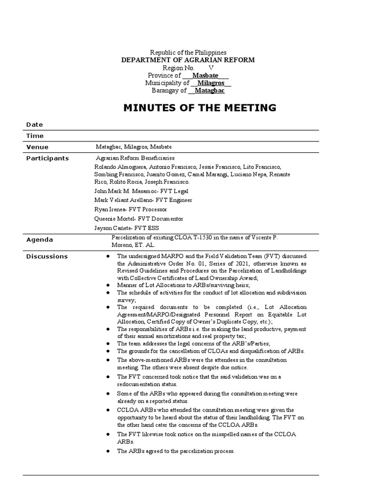 T-153o Minutes of Meeting | Download Free PDF | Environmental Law ...