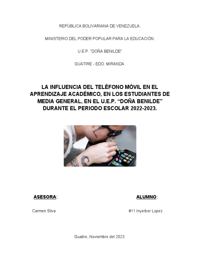 La Influencia Del Telefono Movil en El Aprendizaje Academico - Capitulo ...