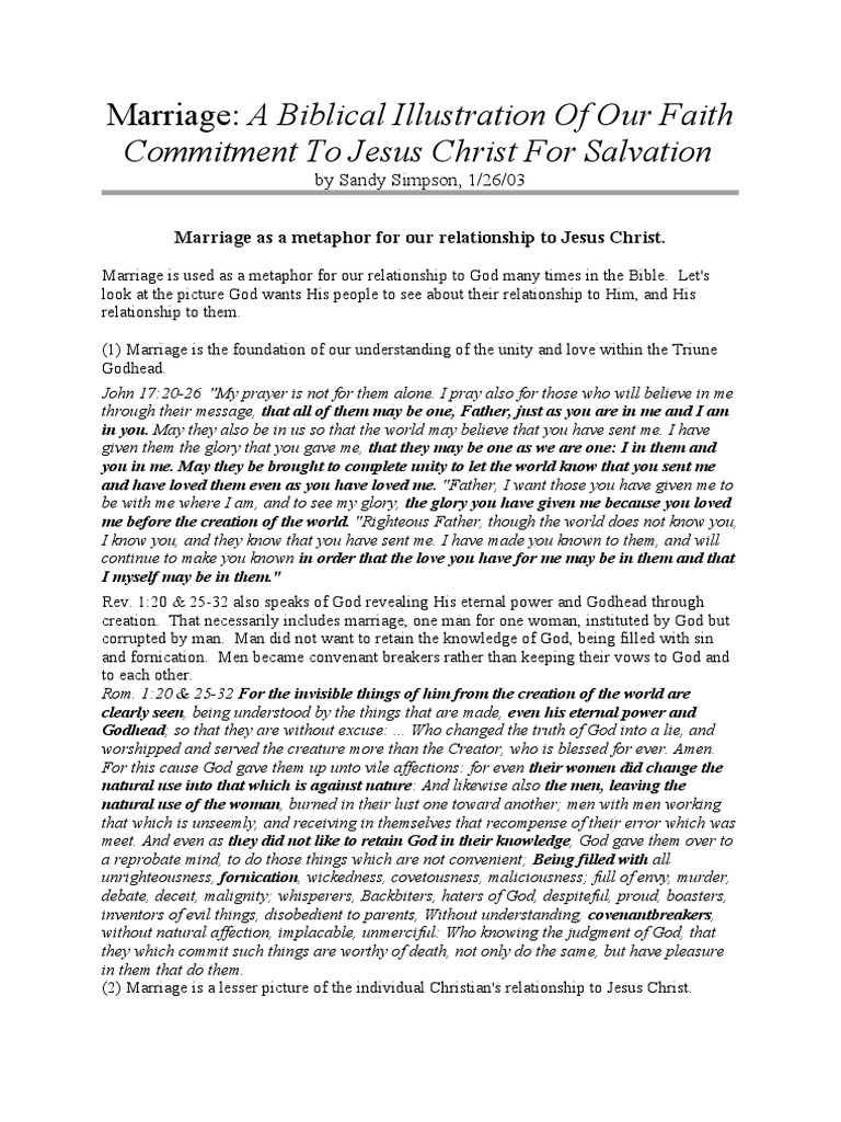 Marriage - A Biblical Illustration of Our Faith Commitment To Jesus ...