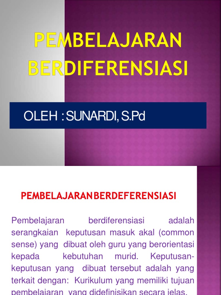 Pembelajaran Berdiferensiasi | PDF