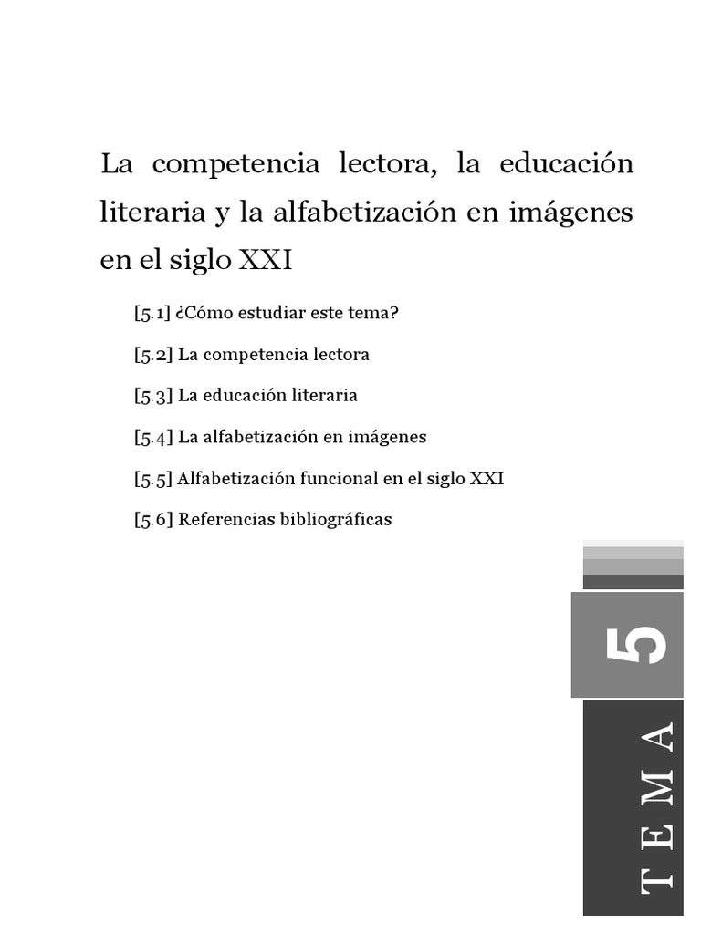 Tema 5 | PDF | Literatura | Comprensión lectora