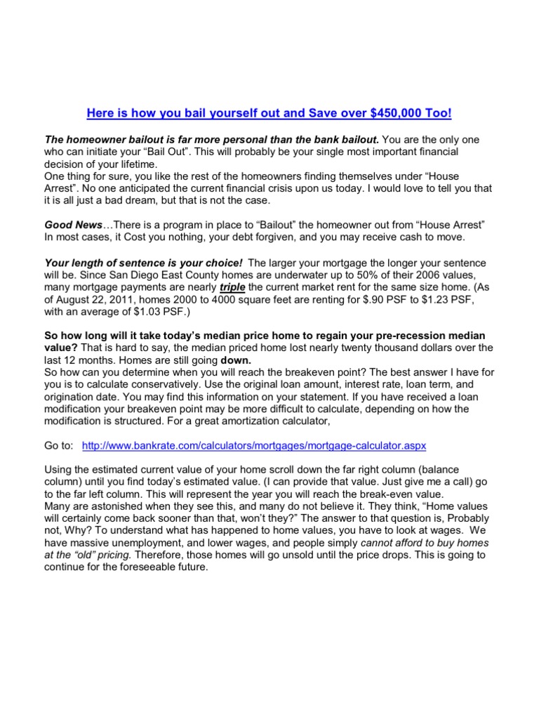 Homeowner Bailout Program | PDF