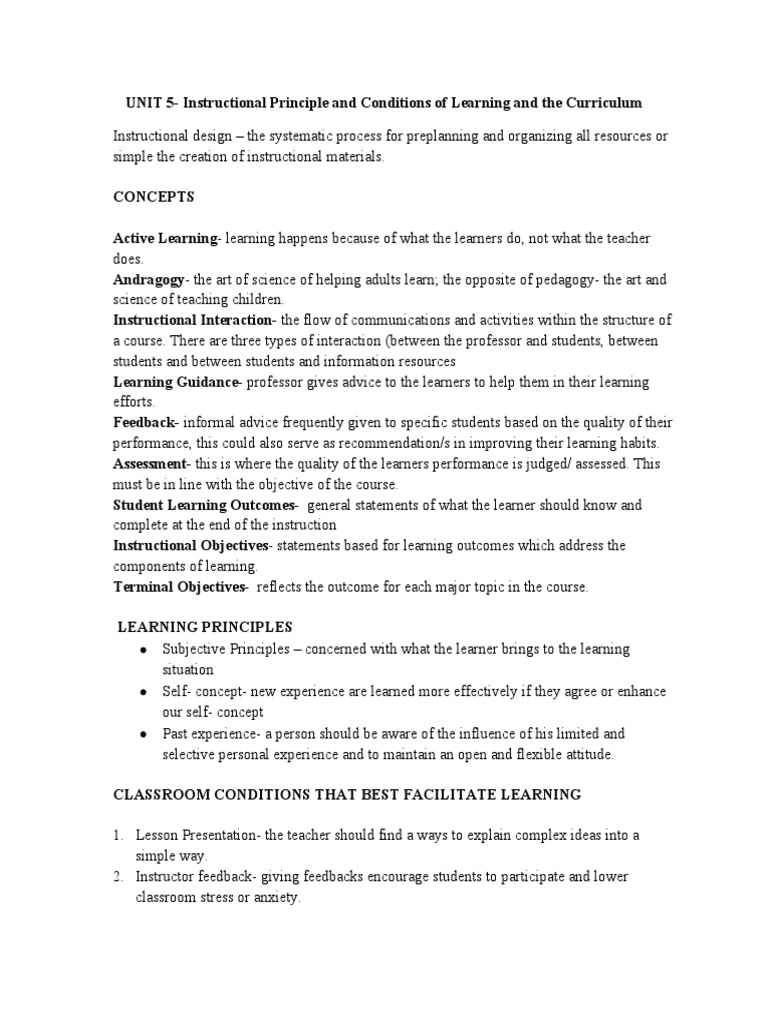 The Teacher and The School Curiculum UNIT 5 and 6 | PDF | Learning | Curriculum