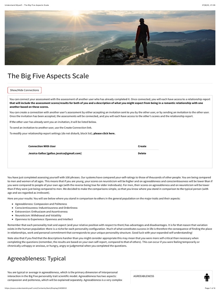 Understand Myself - The Big Five Aspects Scale 2 | PDF | Extraversion ...