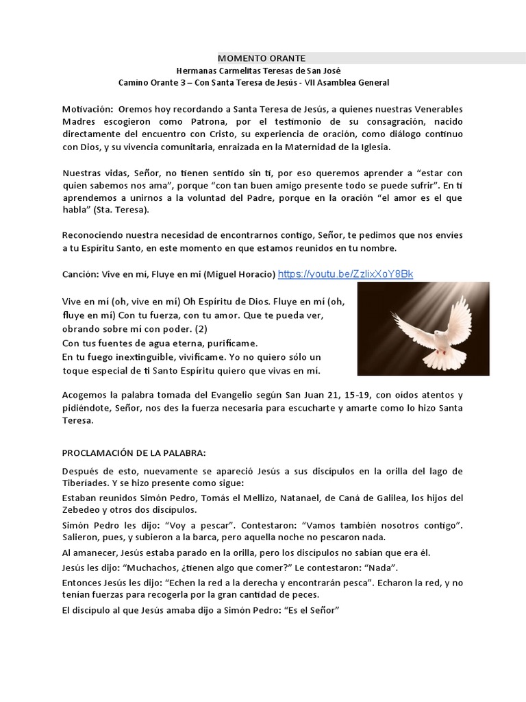 Momento Orante con Santa Teresa | PDF | Oración | Jesús