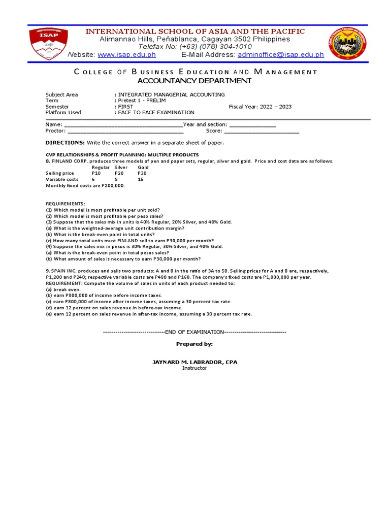 Pretest 2 MAS Review | PDF | Government Finances | Taxes
