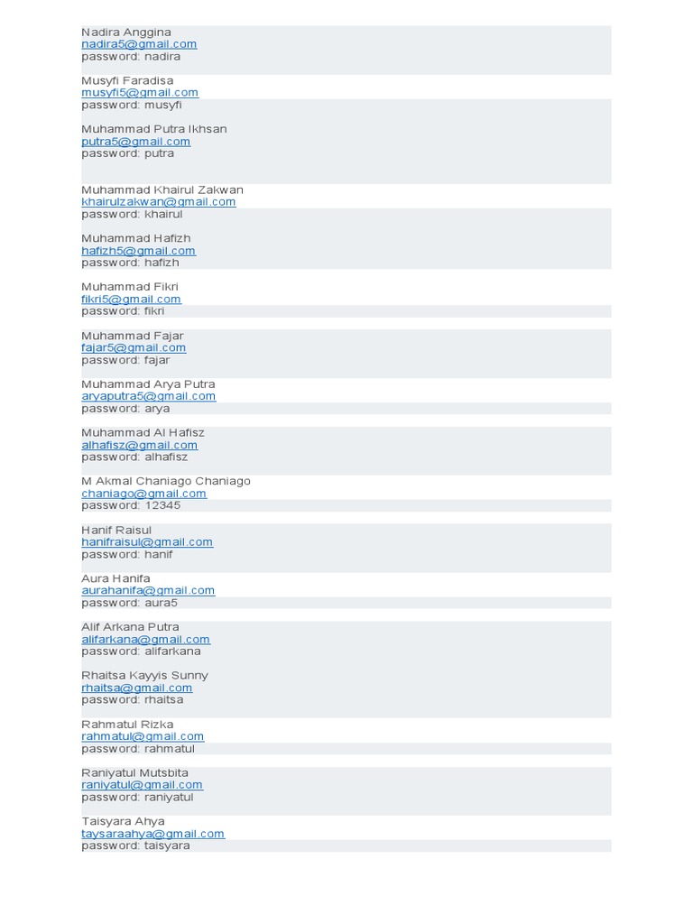 Collection of Email Addresses and Passwords | PDF