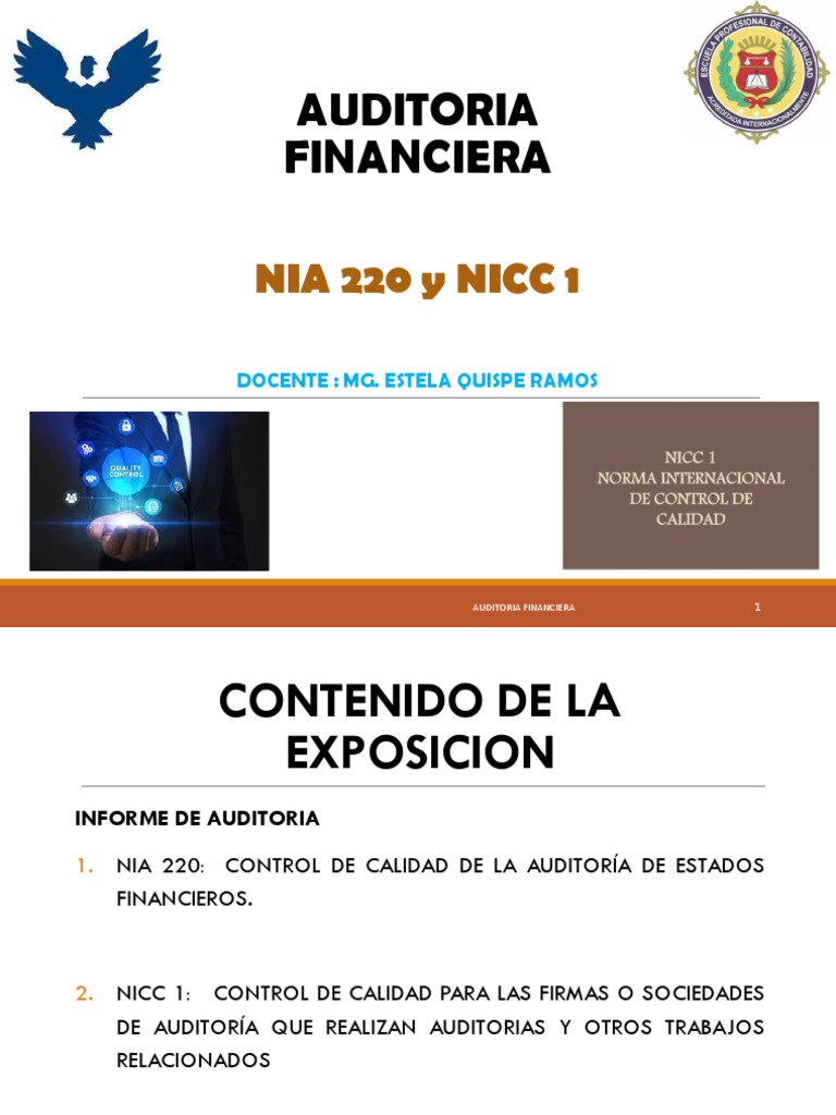 Nia 220 y Nicc 1 | PDF | Auditoría | Calidad (comercial)