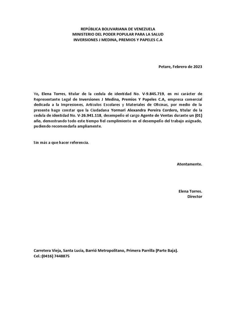 Referencia Laboral | PDF