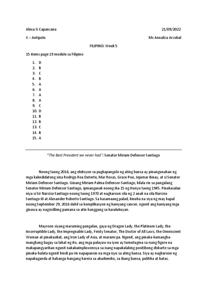 Filipino Essay g10 | PDF