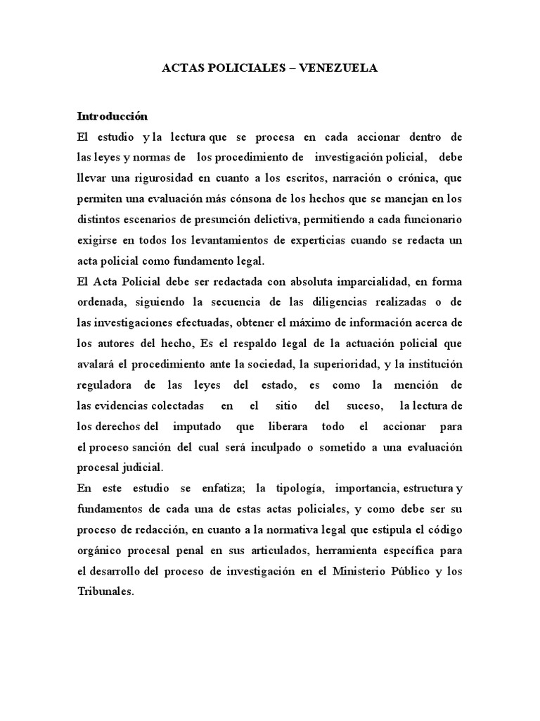 Actas Policiales Venezuela | PDF | Policía | Derecho penal
